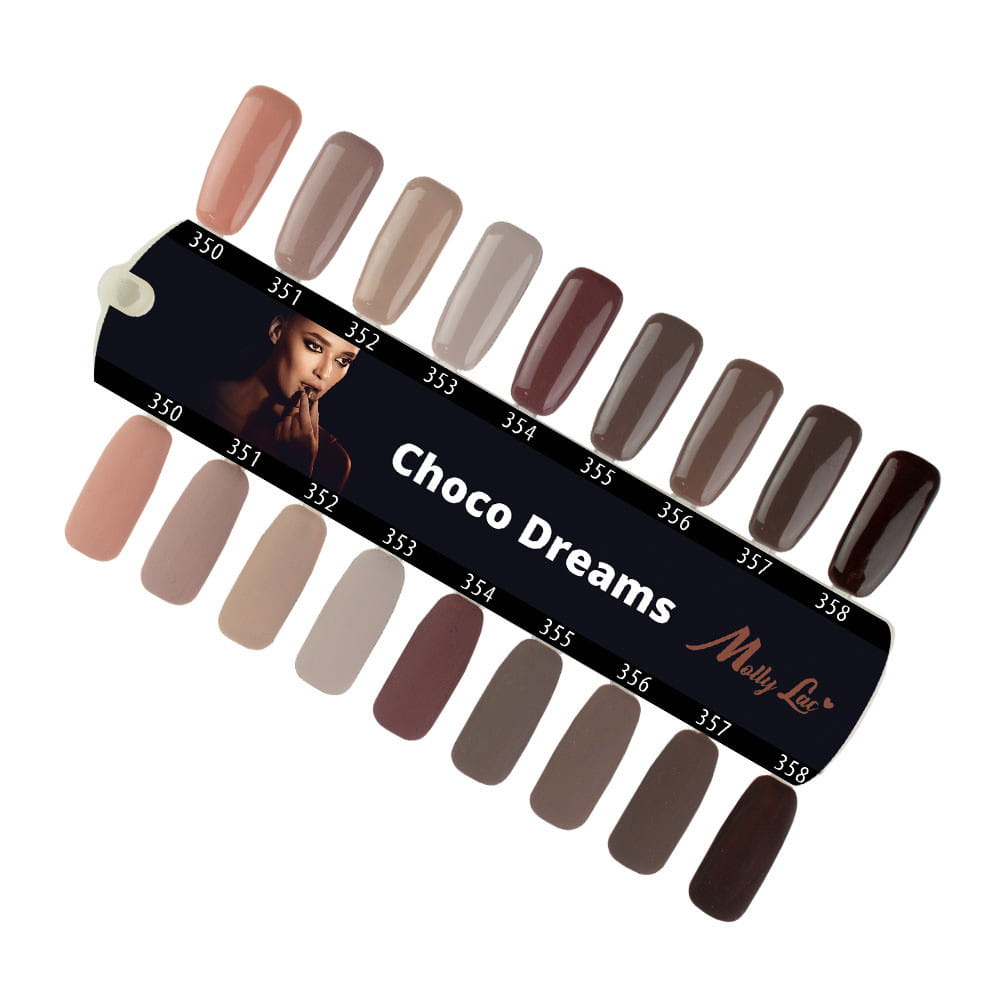 Wzornik MollyLac Choco Dreams połysk i mat 9 Kolorów - Allepaznokcie